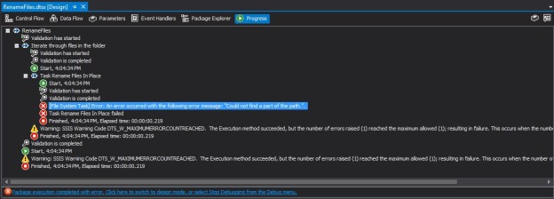 #0396 – SQL Server – SSIS – Move and rename a file – “Could not find ...