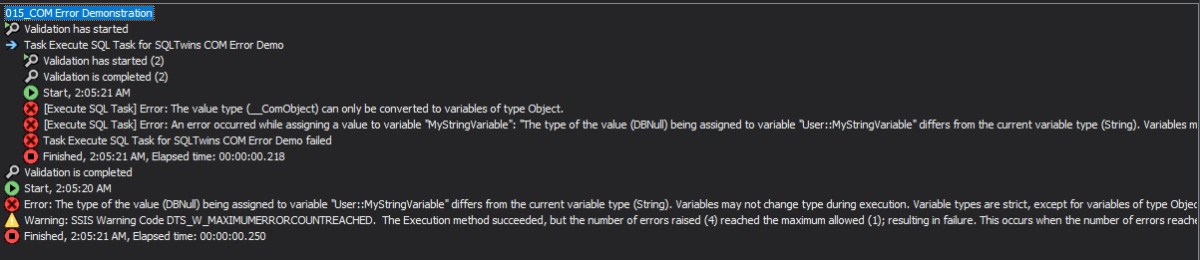 #0412 – SQL Server – SSIS – Error – The value type (__ComObject) can only be converted to ...